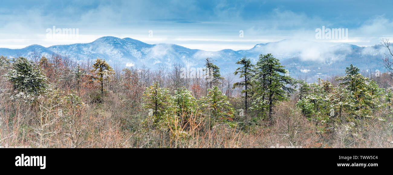 Beautiful panoramic image of the Blue Ridge Mountains in the winter ...