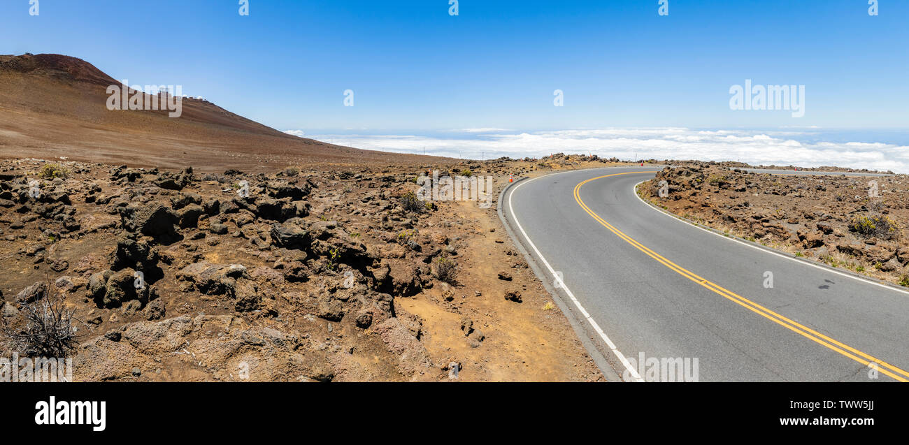 Scenic mars-like desert landscape on top of Haleakala Volcano, with ...