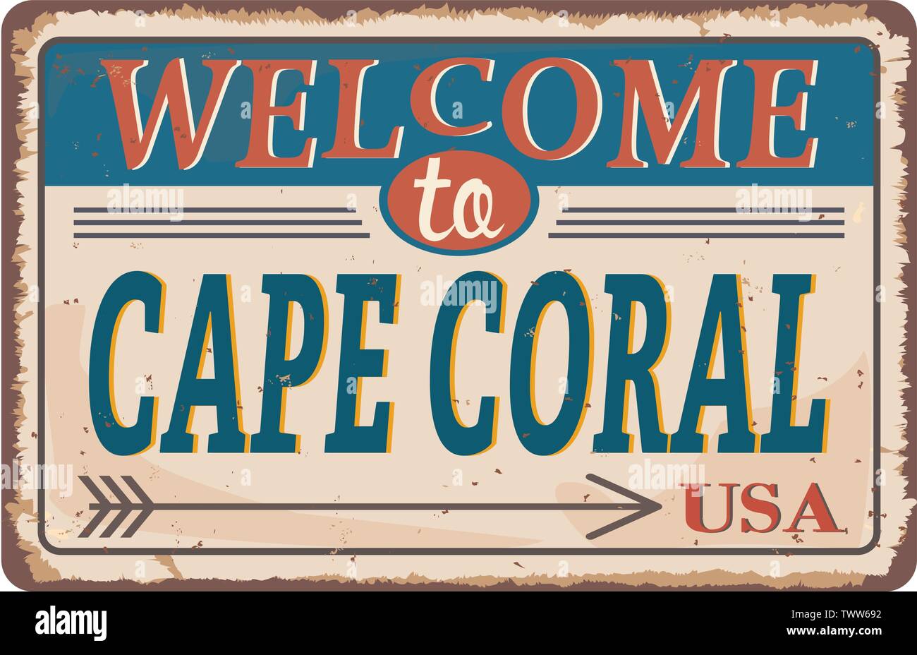 Welcome to Cape Coral sign. road sign on white background Stock Vector ...