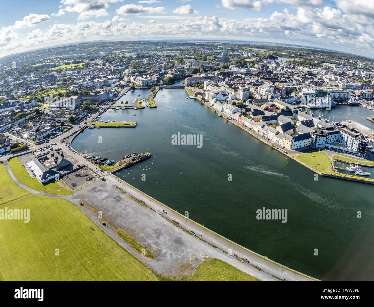 Aerial view Galway Pier and Corrib river, Galway, Ireland Stock Photo ...