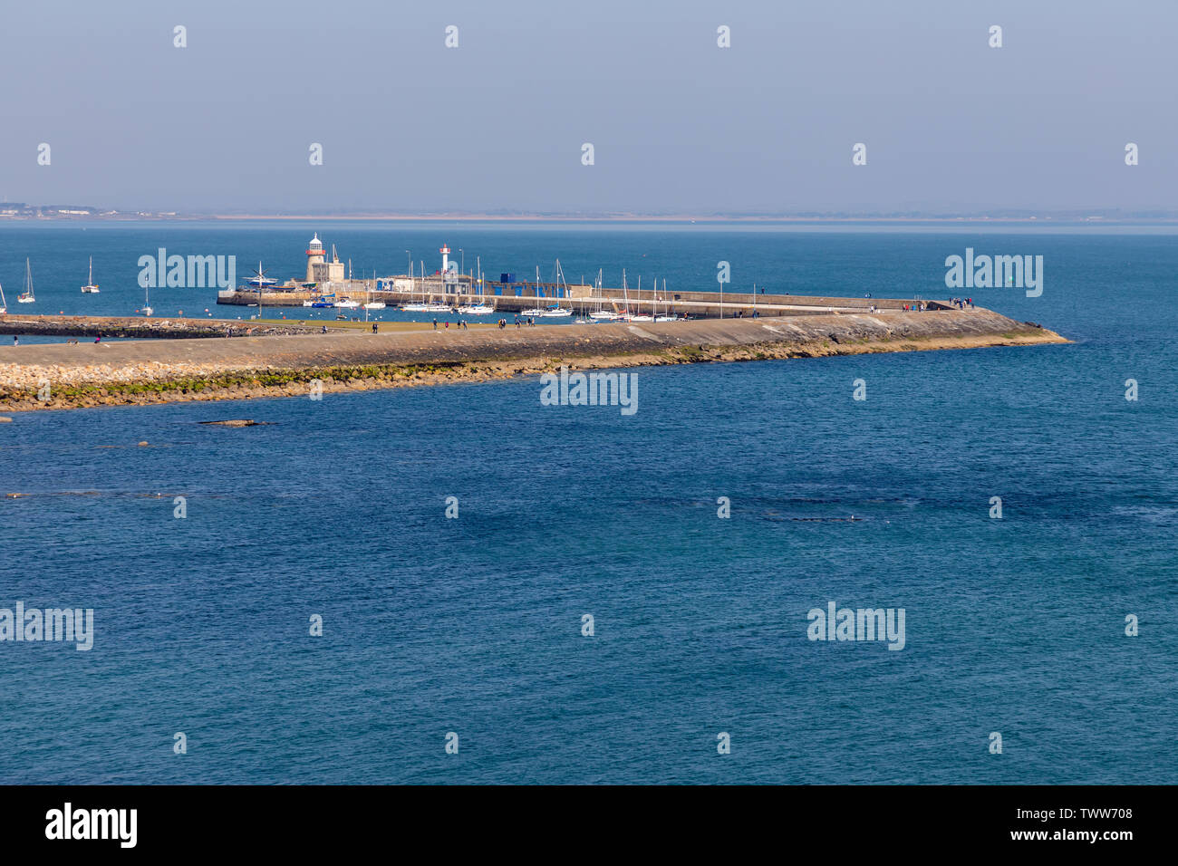 Walking path to lighthouse in Howth Pier, Howth, Dublin, Ireland Stock ...
