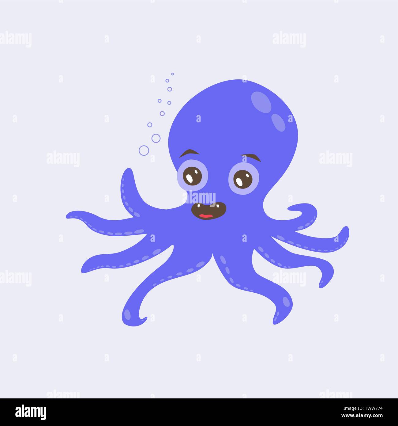 Cute violet octopus cartoon. Vector illustration. Eps 10 Stock Vector ...