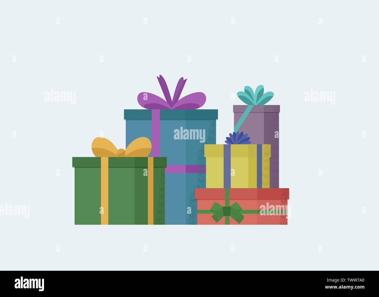 Array of packaged gifts with different bows. Vector flat illustration ...
