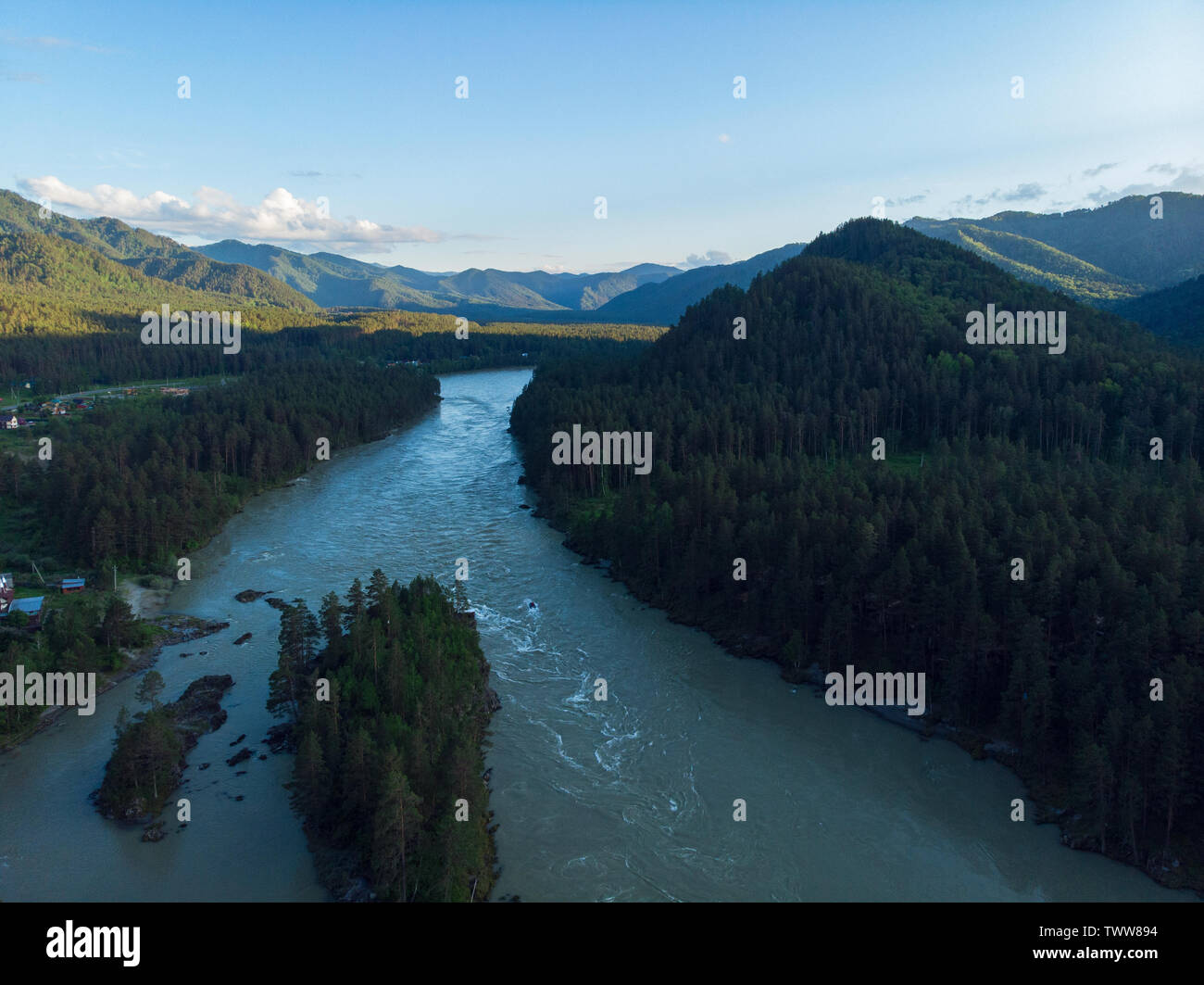 Aerial view of Katun river Stock Photo - Alamy