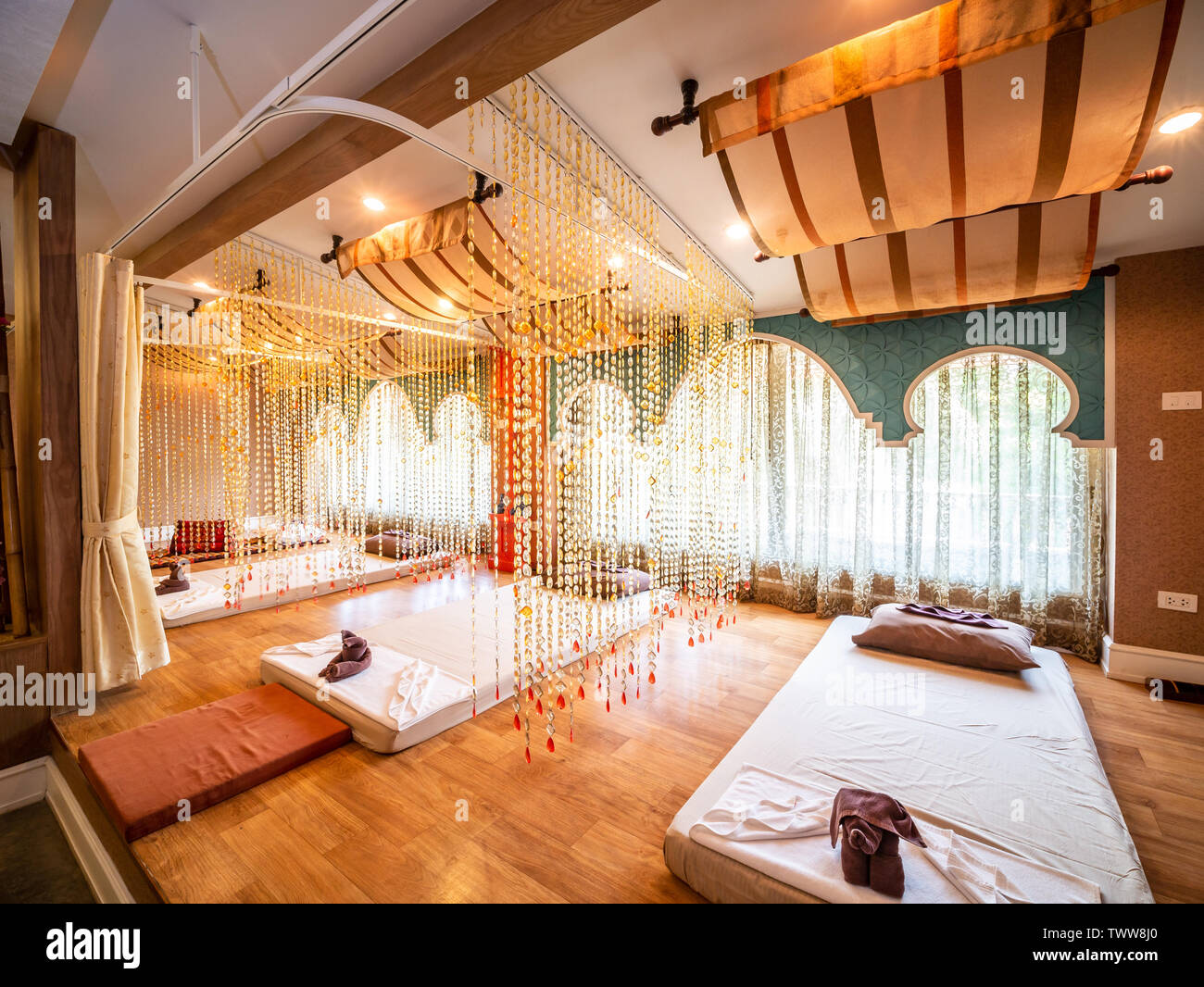 Interior of vintage massage room with nature light source from window ...