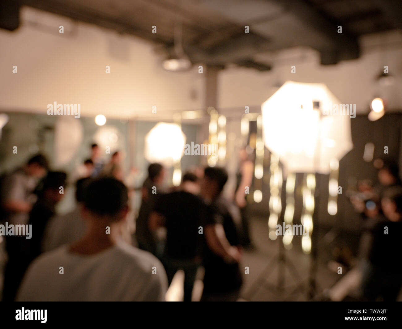 Group of photographer taking photo of model in studio. Class training ...