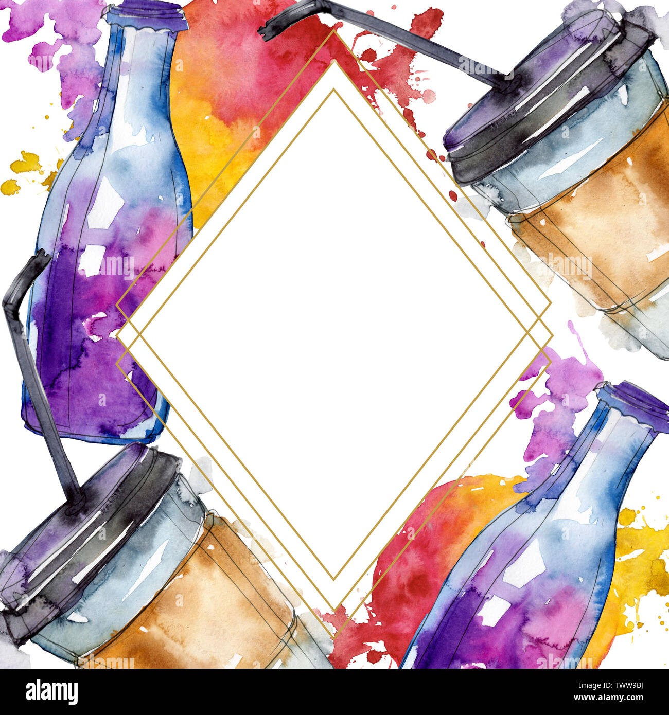 Fresh and cold soft drinks. Watercolor background illustration set ...