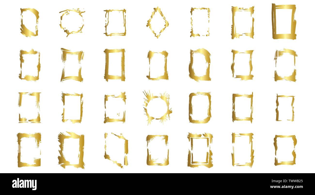 Vector Set of dry brush frames. Hand drawn artistic frames. Grunge ...