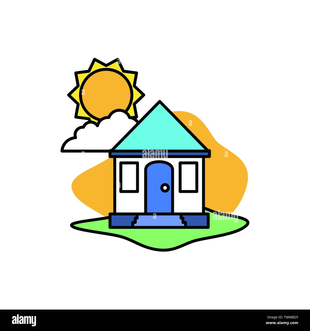 House and sun design, Home real estate building residential ...