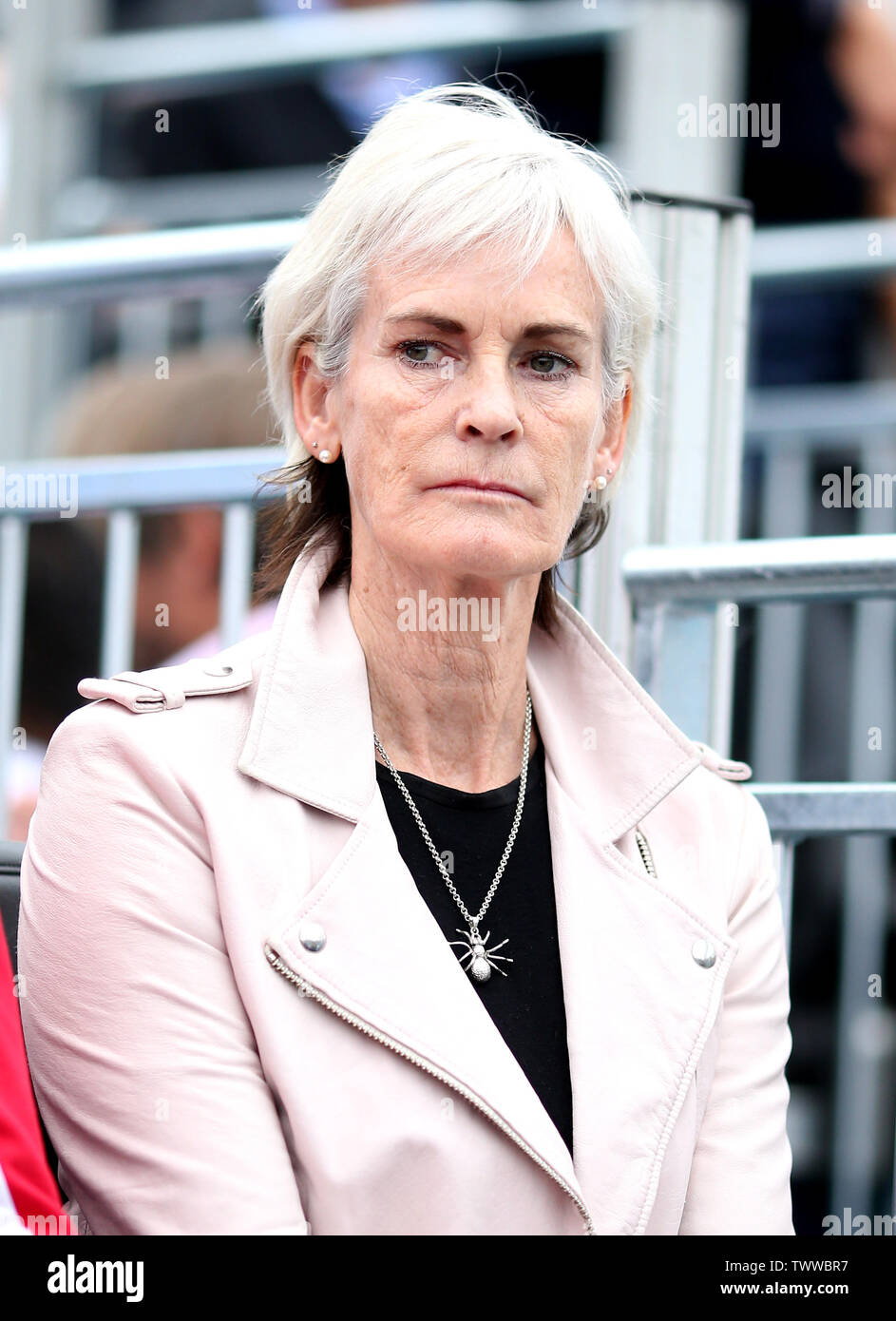 Judy Murray looks on during the Men's Doubles final during day seven of ...