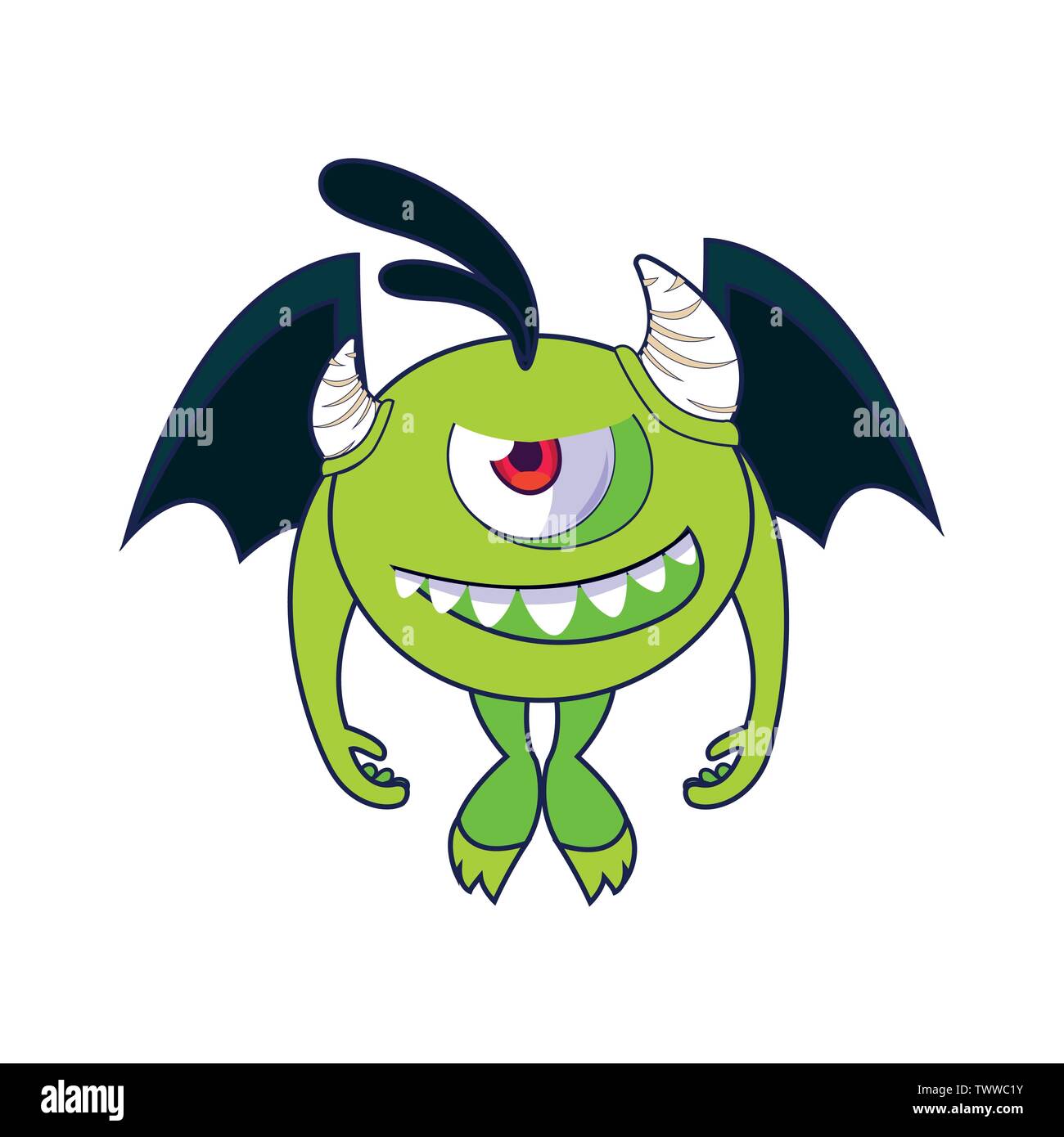 funny monster flying with wings character vector illustration design ...