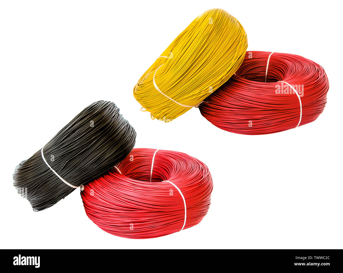 set colored electric cable on white background, isolated Stock Photo ...