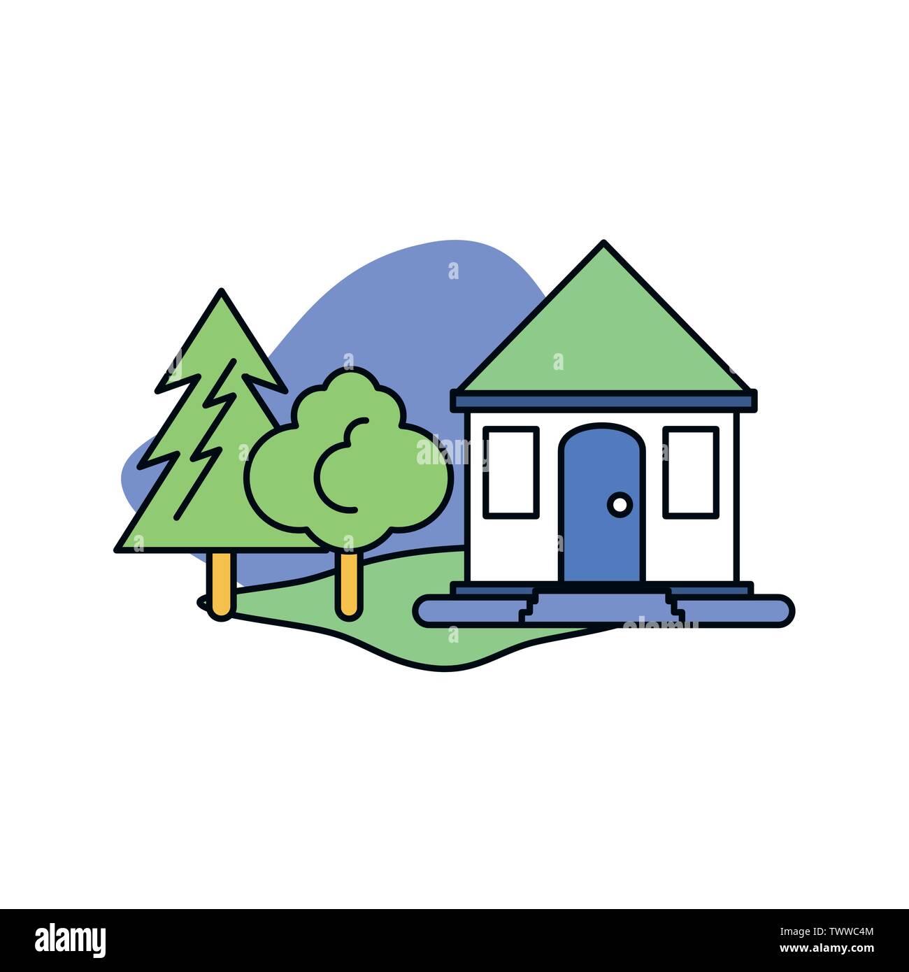 House and trees design, Home real estate building residential ...