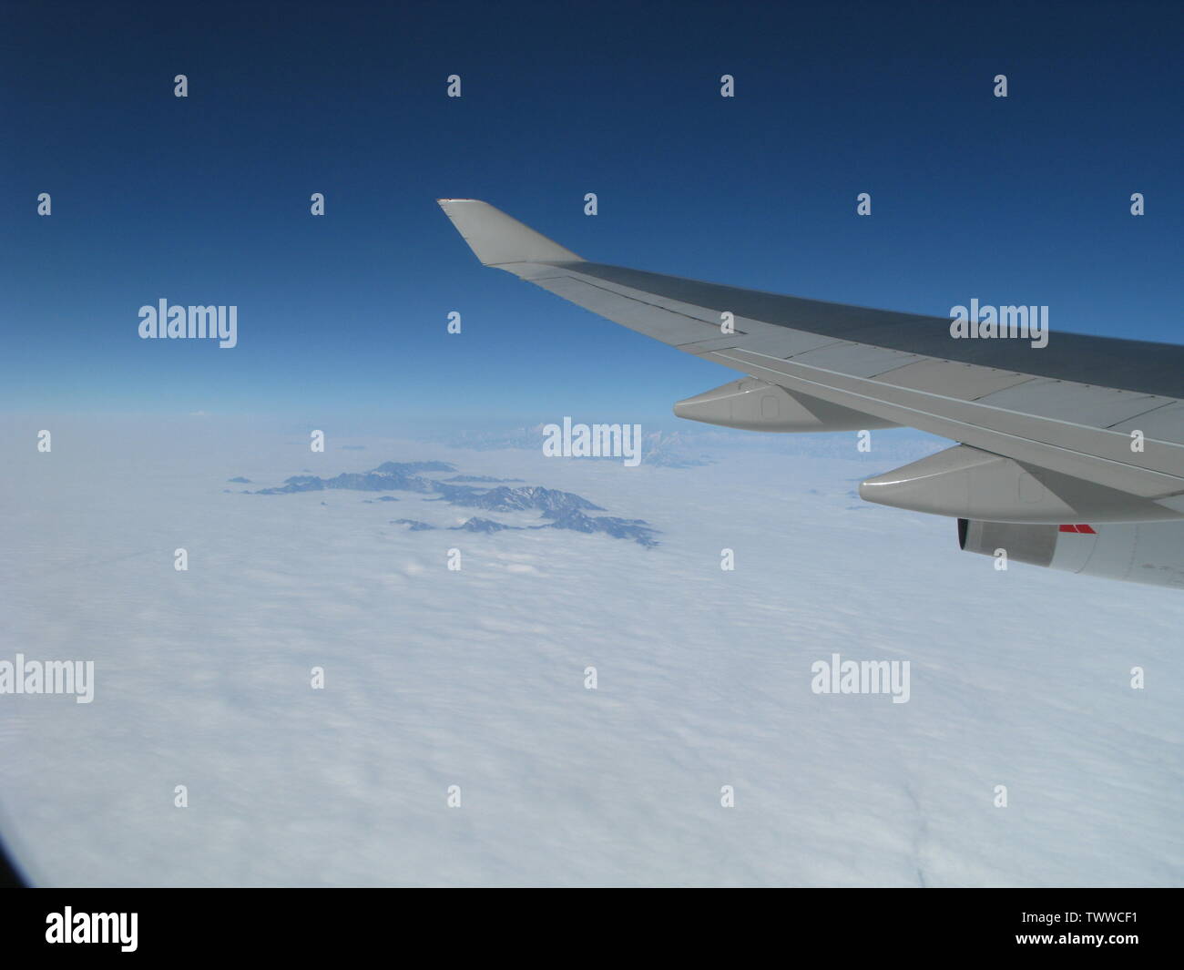 View from the left side of a Boeing 757 on to the wing. Over looking ...