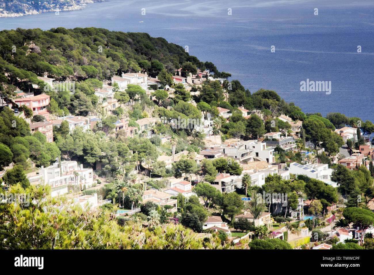Mediterranean Spain. Blanes, Costa Brava. Spurs Of Pyrenees Stock Photo ...