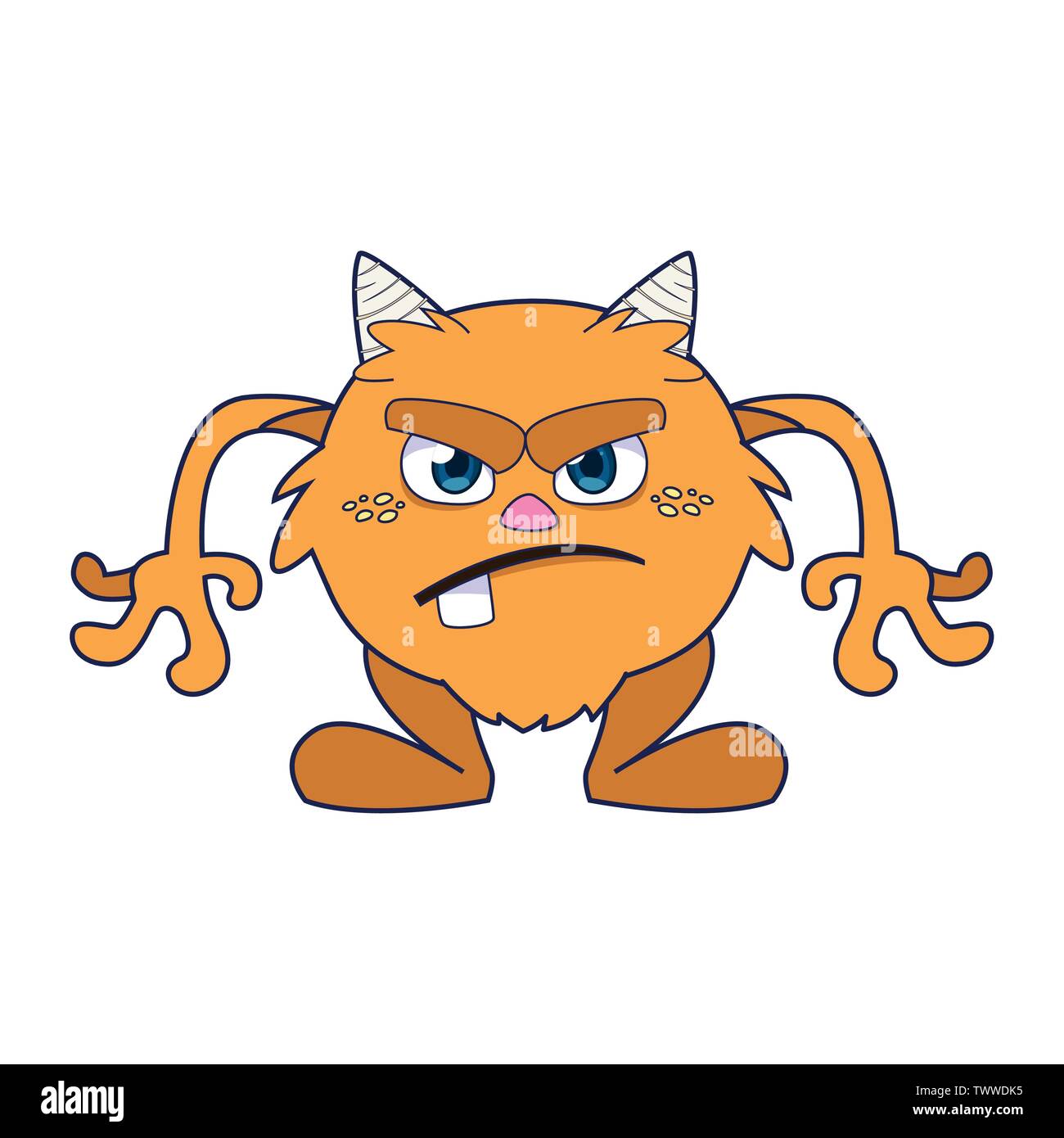funny monster with horns comic character vector illustration design ...