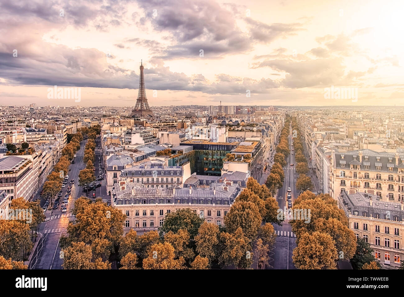 Eiffel tower night roof top hi-res stock photography and images - Alamy