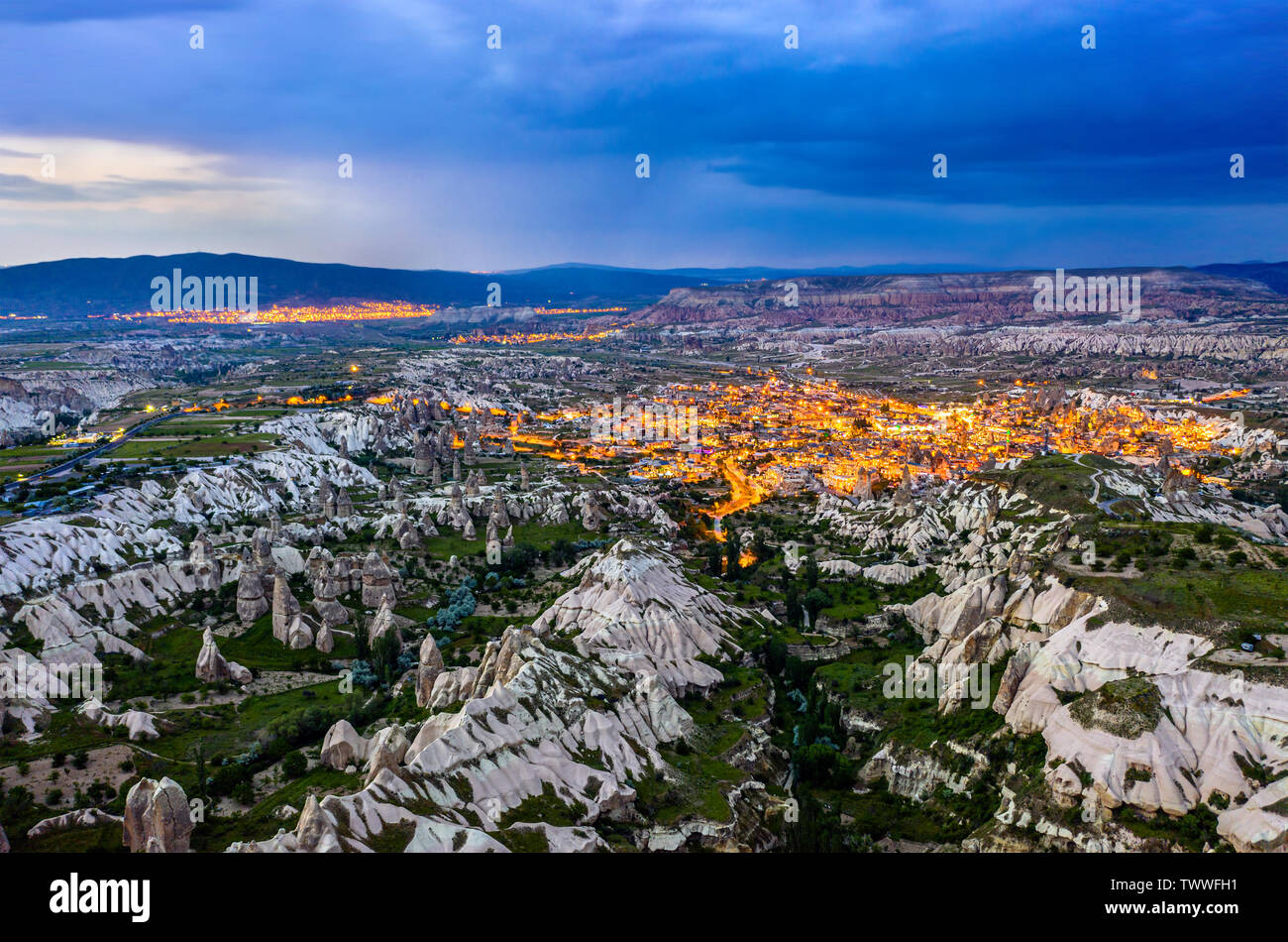 Aerial view of Goreme at sunset. Cappadocia, Turkey Stock Photo - Alamy