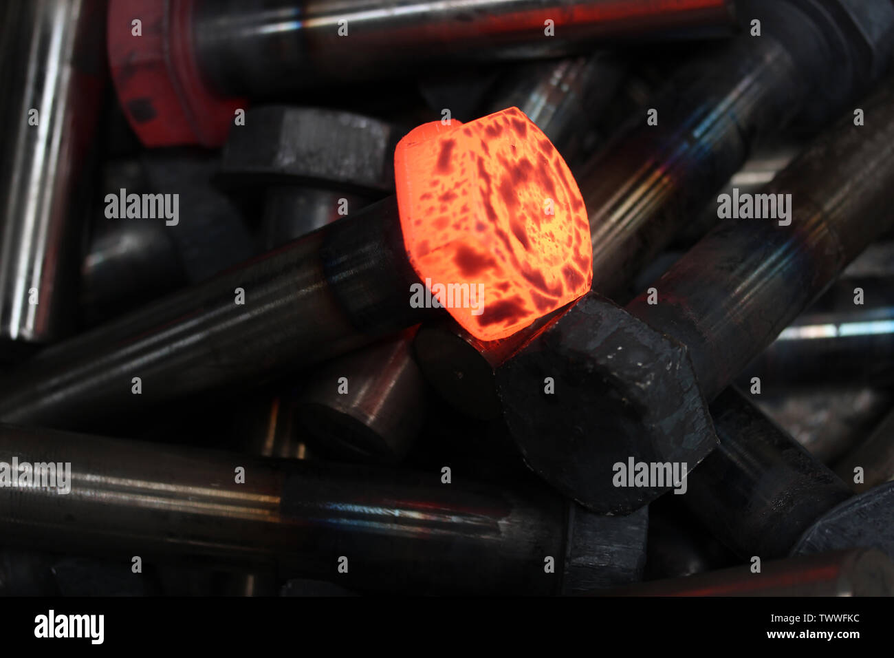 hot iron in casting factory Stock Photo - Alamy
