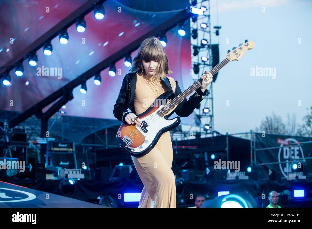 Victoria De Angelis from Maneskin in concert at Party Like a Deejay ...