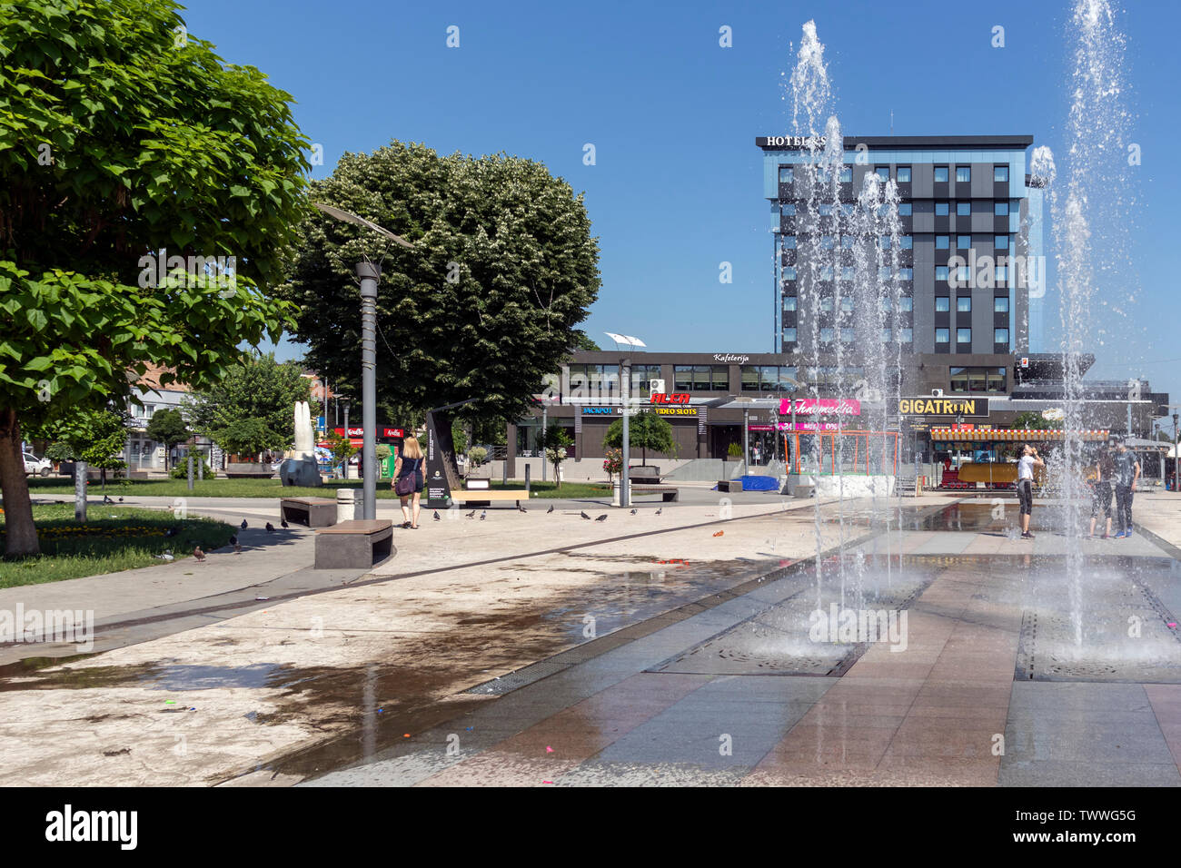 PIROT, SERBIA - JUNE 15, 2019: Square and Building at the center of ...