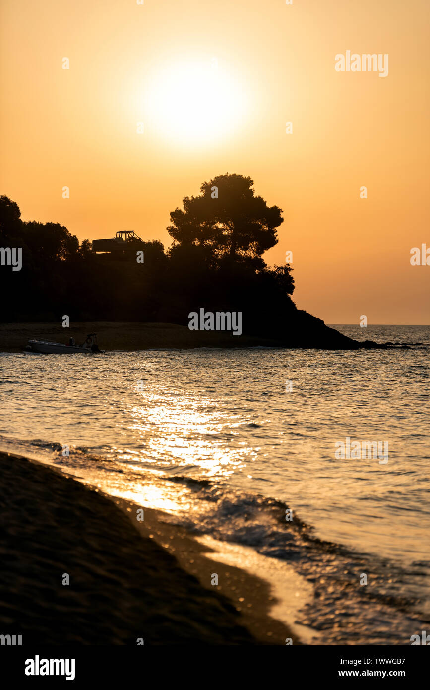 Sunset sun water tree travel yellow hi-res stock photography and images ...
