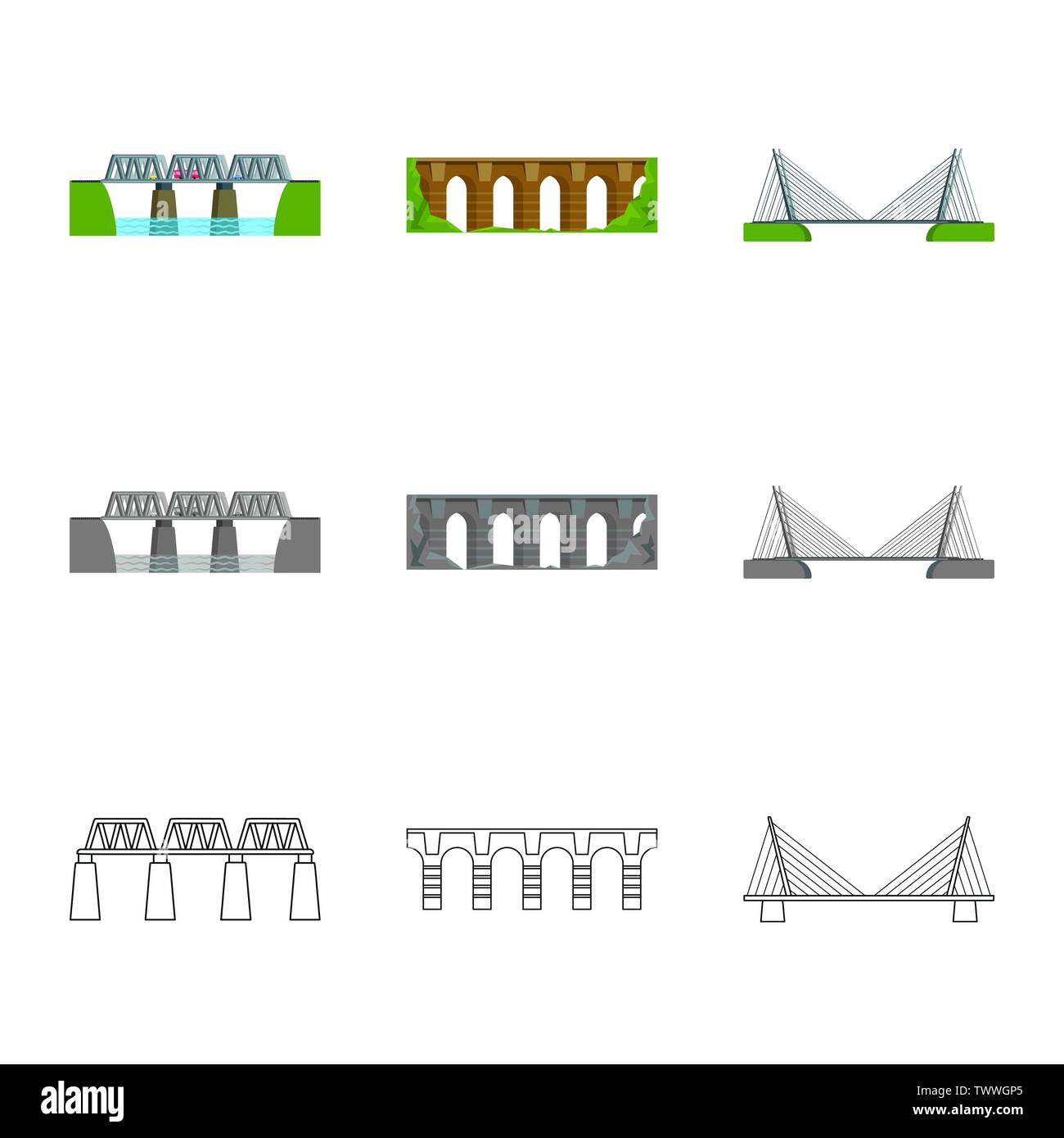 Isolated object of connection and design symbol. Set of connection and ...