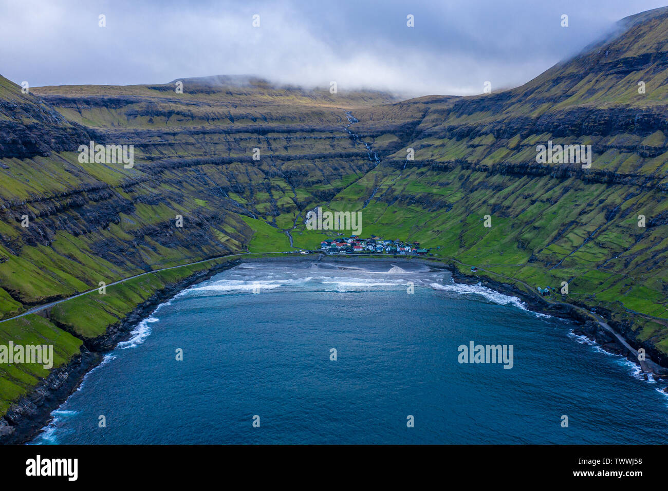 Aerial view tjornuvik village faroe hi-res stock photography and images ...