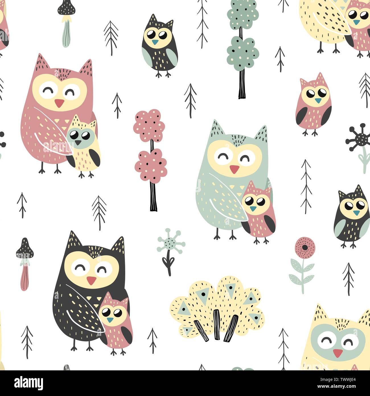 Mother And Baby Owl Clip Art