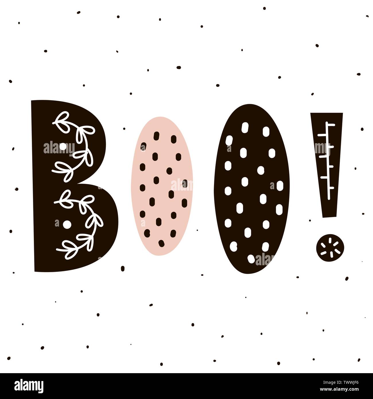 Boo! Lettering in Scandinavian style. Print with boo hand drawn text ...