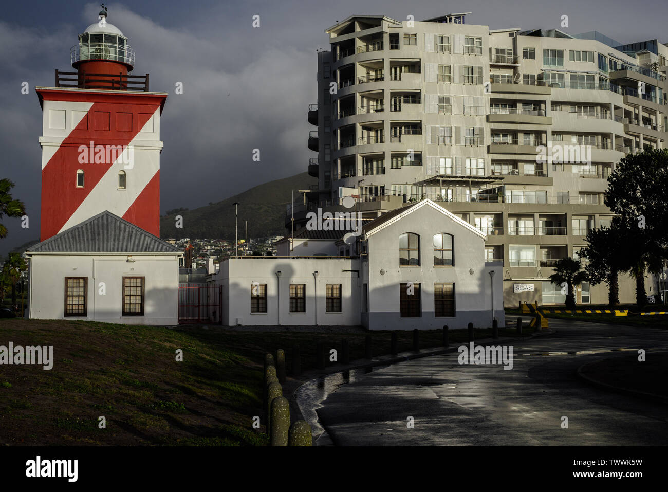 South Africa's Green Point Lighthouse in the Cape Town Atlantc coastal ...