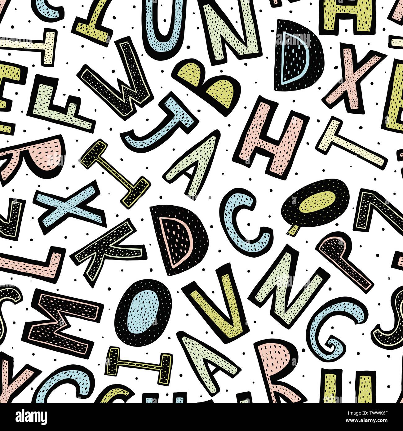 Creative alphabet seamless pattern. Vector illustration Stock Vector ...