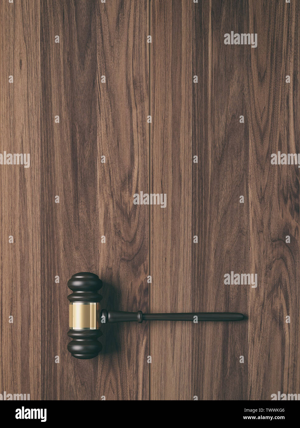 Wooden judge's gavel on wood background with copy space for mock up, 3D ...