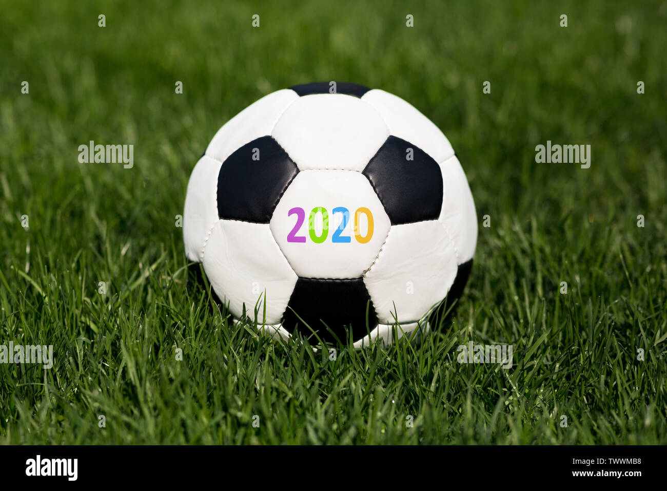 Close up of soccer ball with euro 2020 championship concept Stock Photo ...