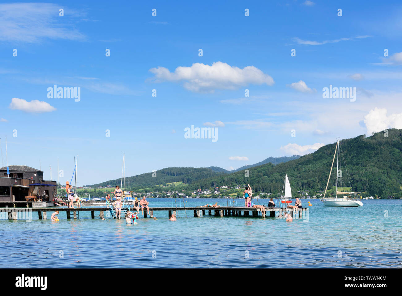 Seewalchen am Attersee: lake Attersee, bathing place Badeplatz ...
