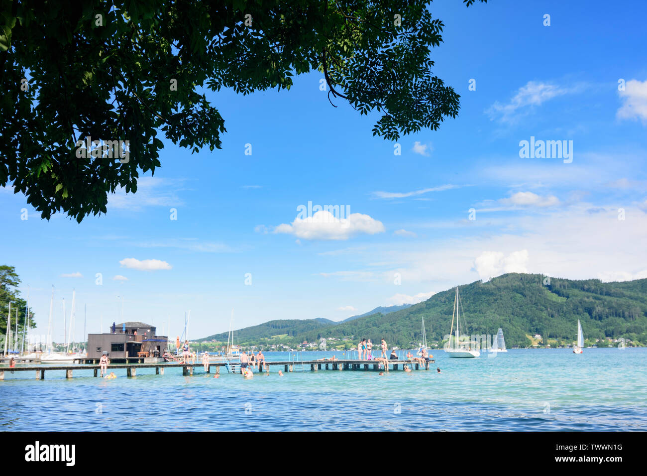 Seewalchen am Attersee: lake Attersee, bathing place Badeplatz ...