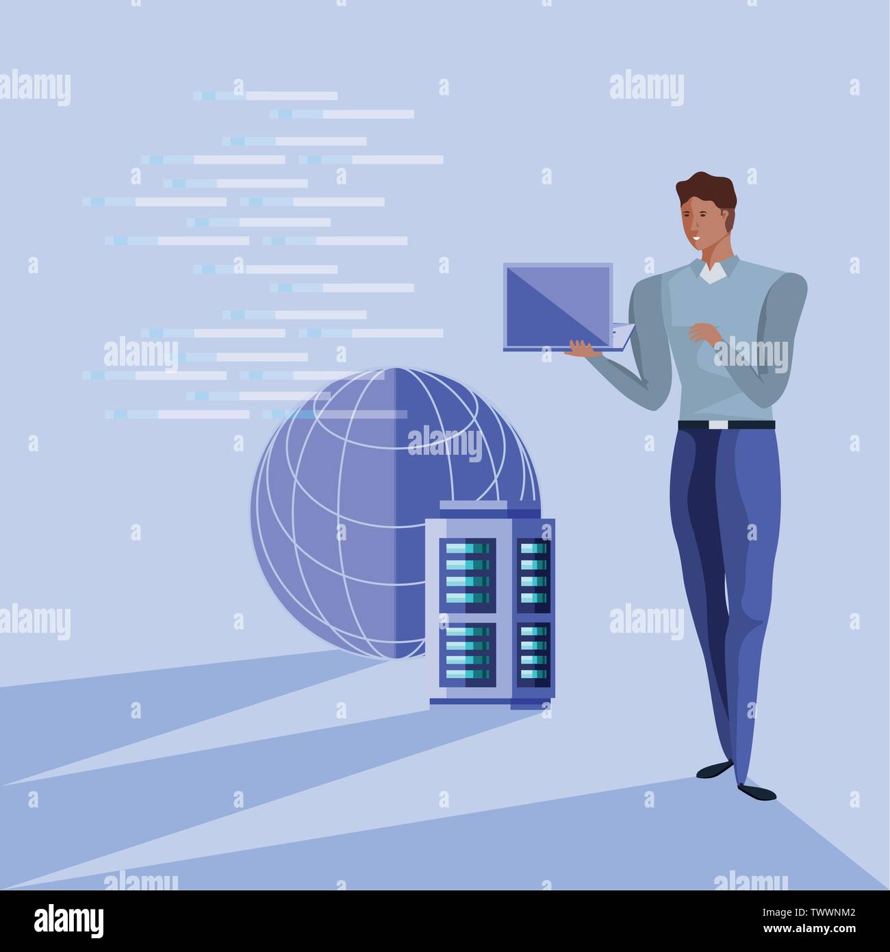 Big data design, Web hosting data center security system and technology theme Vector ...