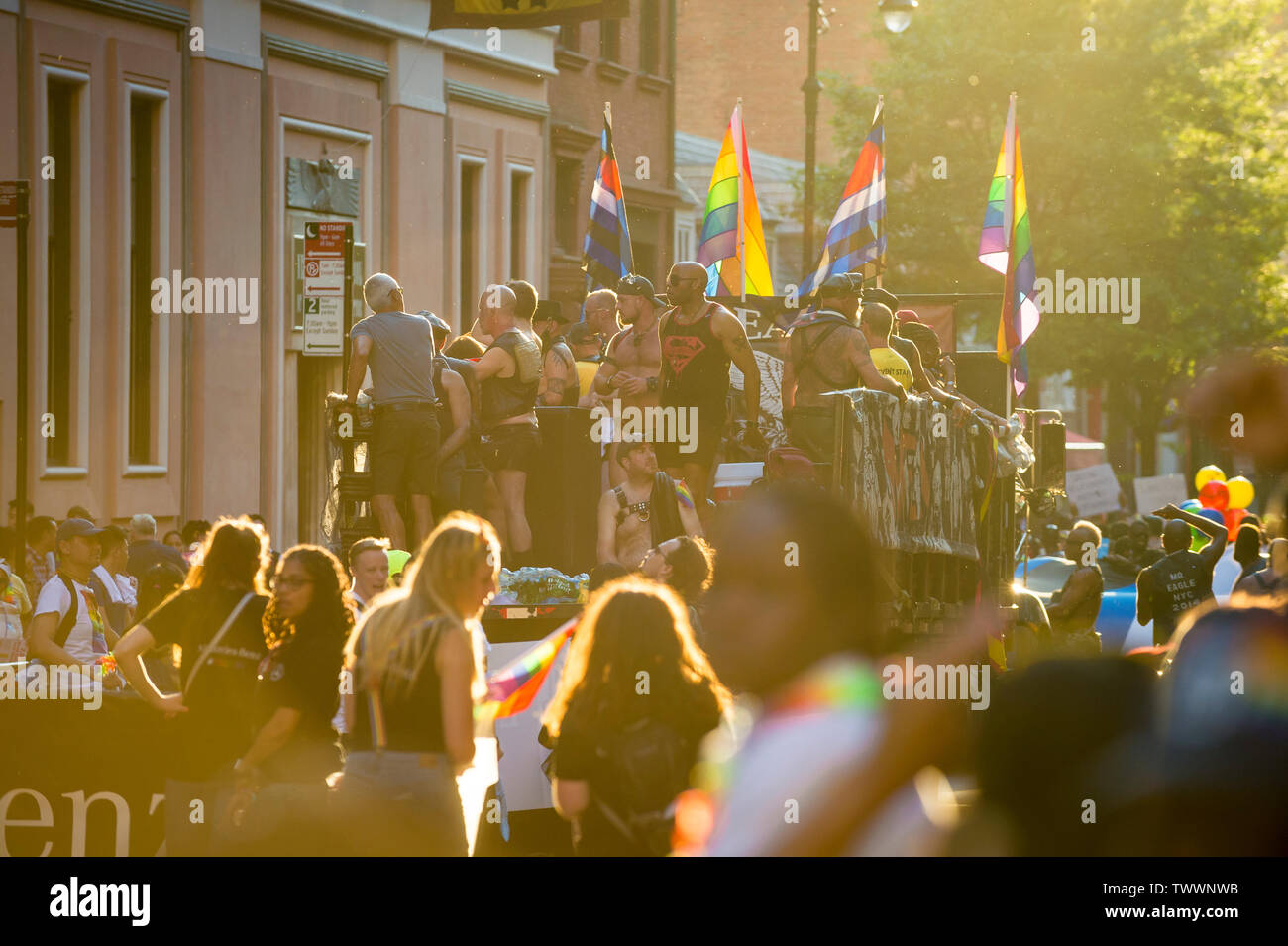 Gay pride parade celebration wave flags hi-res stock photography and ...
