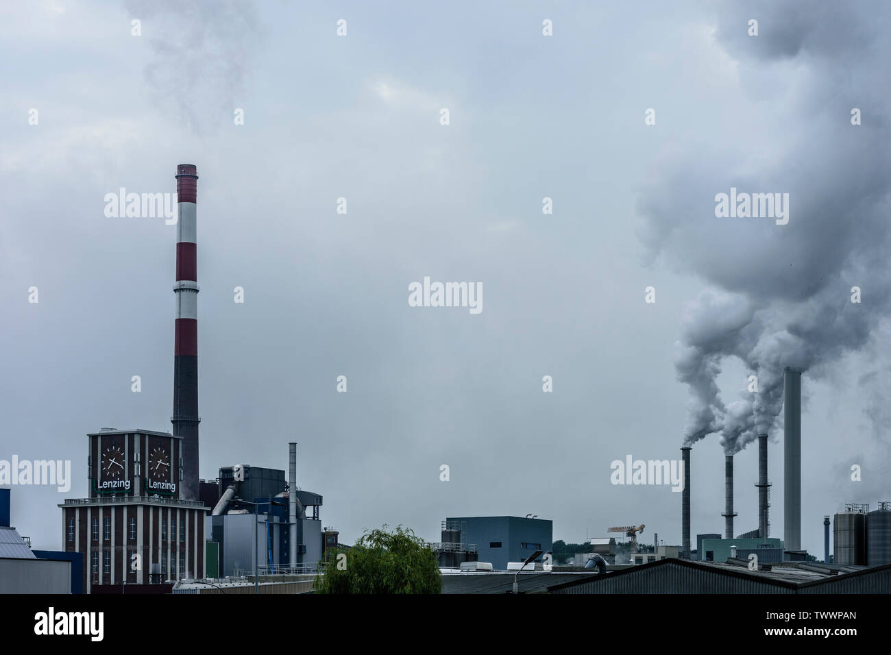 Lenzing: factory of company Lenzing AG in Salzkammergut, Oberösterreich ...