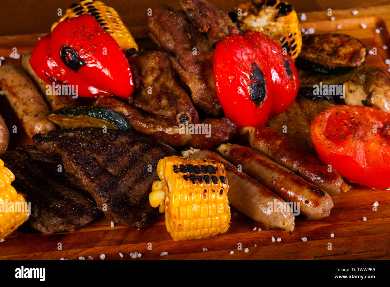 Grilled meat mix plate Stock Photo - Alamy