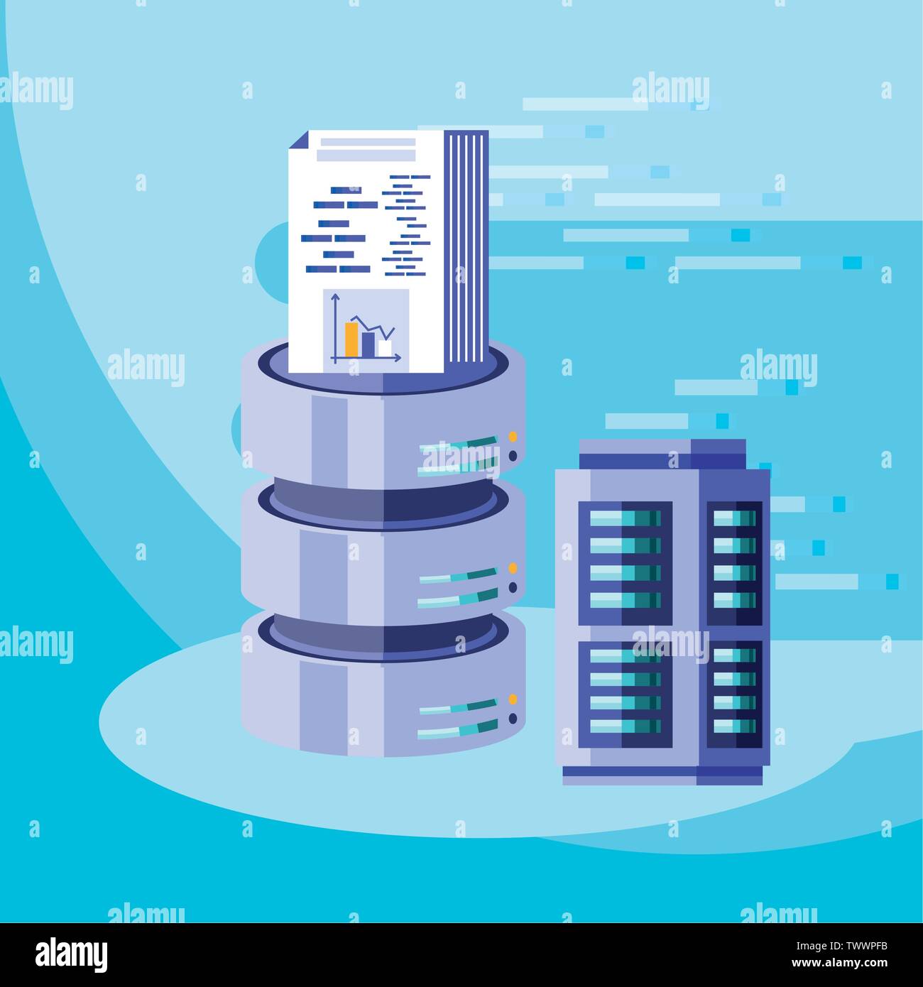 Big data design, Web hosting data center security system and technology theme Vector ...