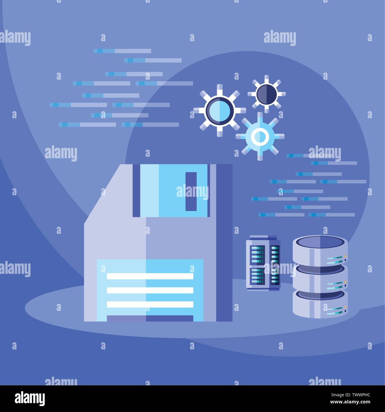 Big data design, Web hosting data center security system and technology theme Vector ...
