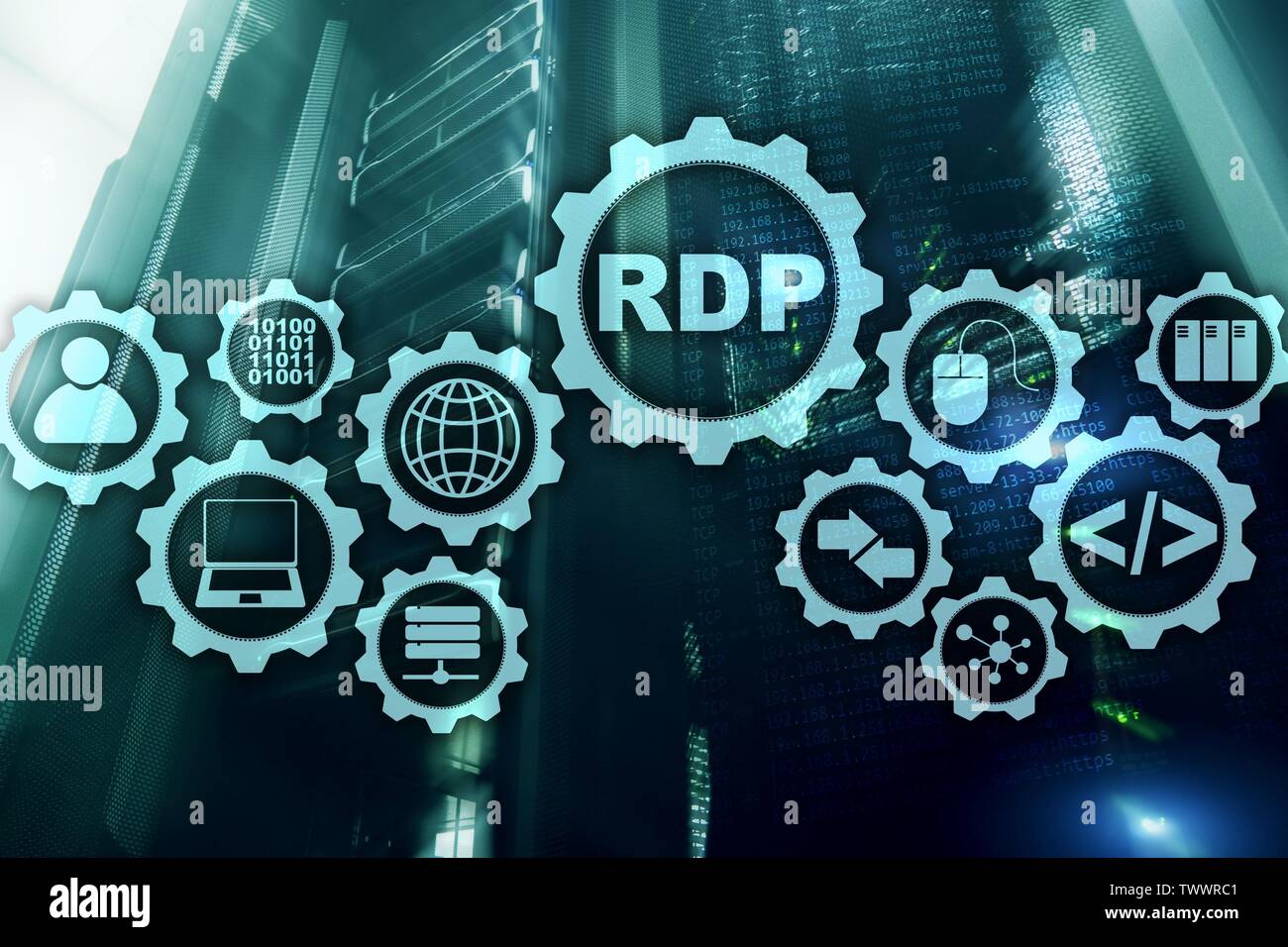 RDP Remote Desktop Protocol. Terminal Services. Server background Stock ... RDP Remote Desktop Protocol. Terminal Services. Server background Stock ...