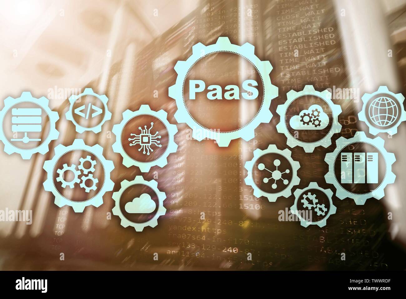 Platform as a service PaaS - cloud computing services concept. Server ...