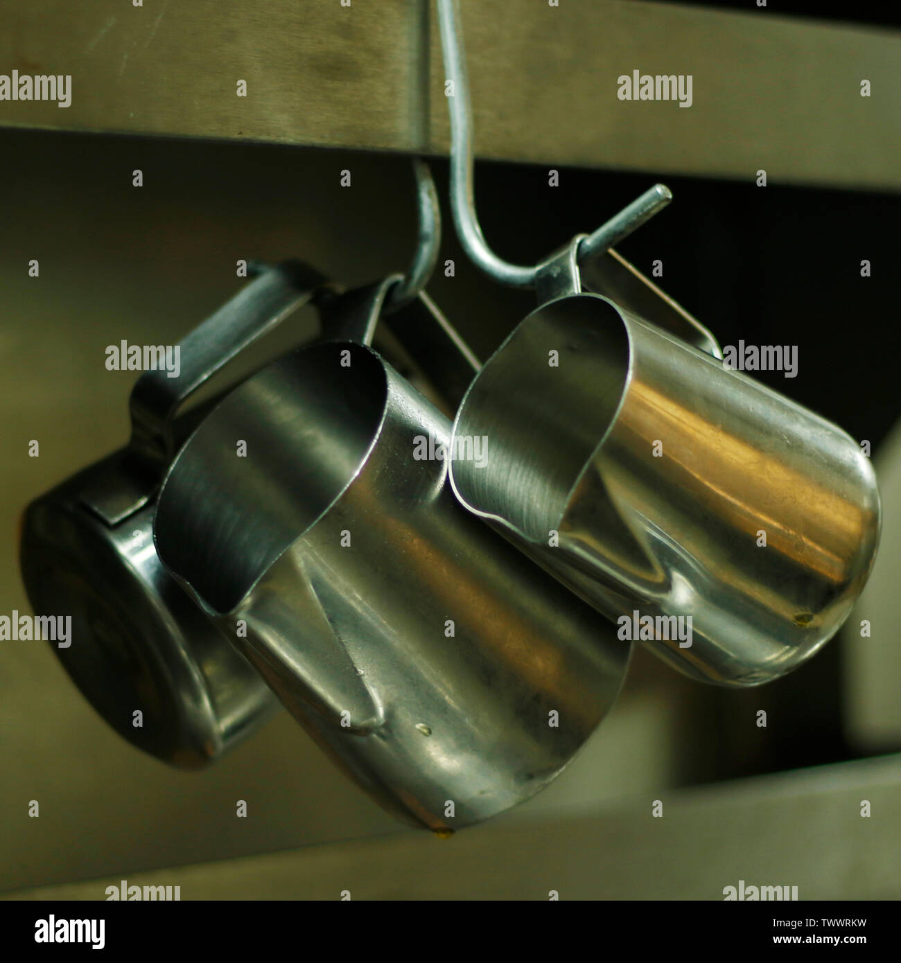 Hanging cast iron pans hi-res stock photography and images - Alamy