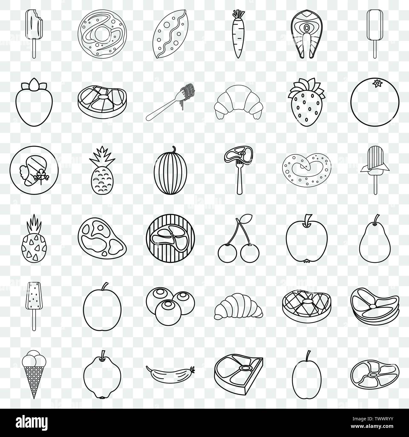 Food icons set, outline style Stock Vector Image & Art - Alamy