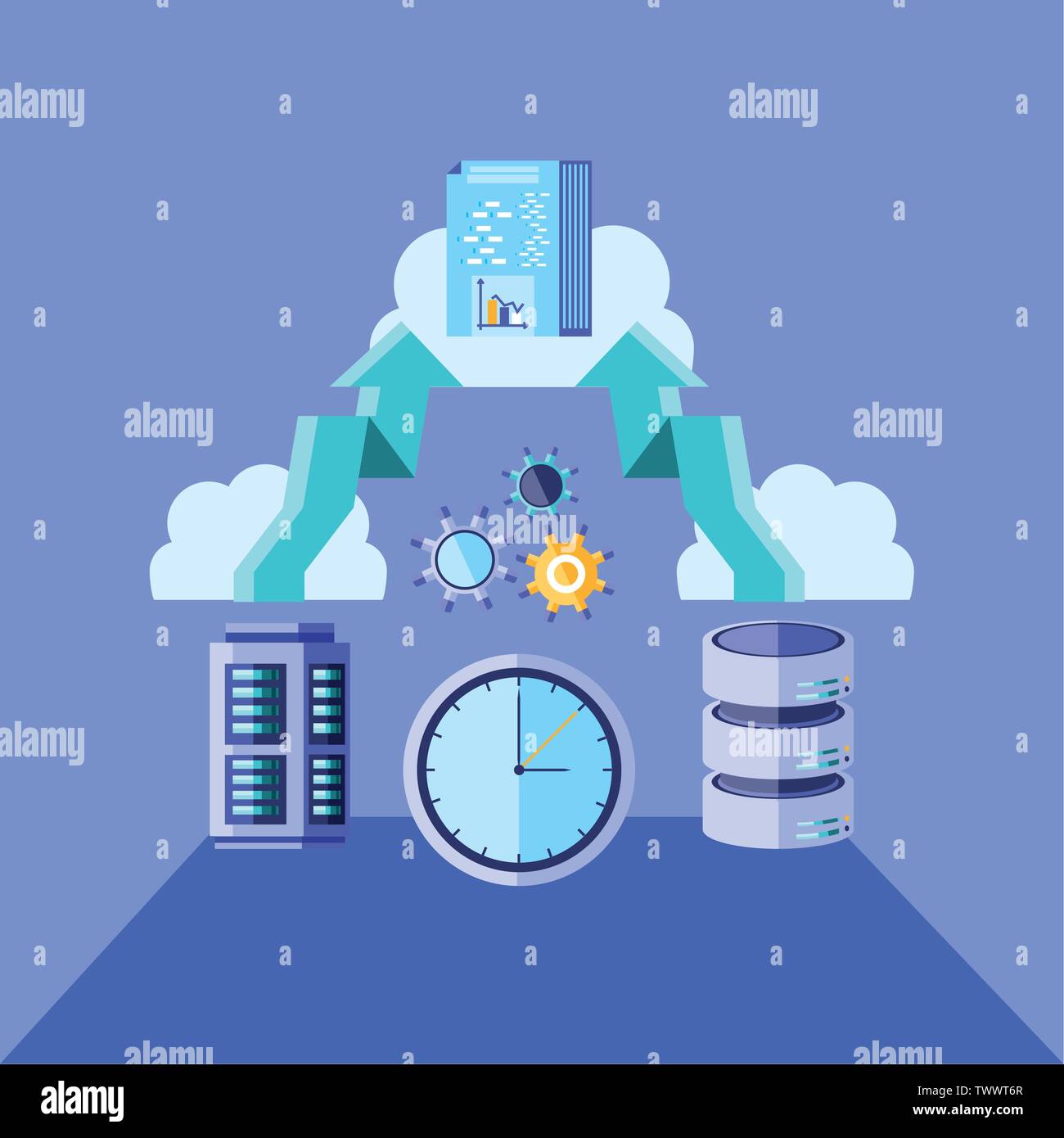 Big data design, Web hosting data center security system and technology theme Vector ...