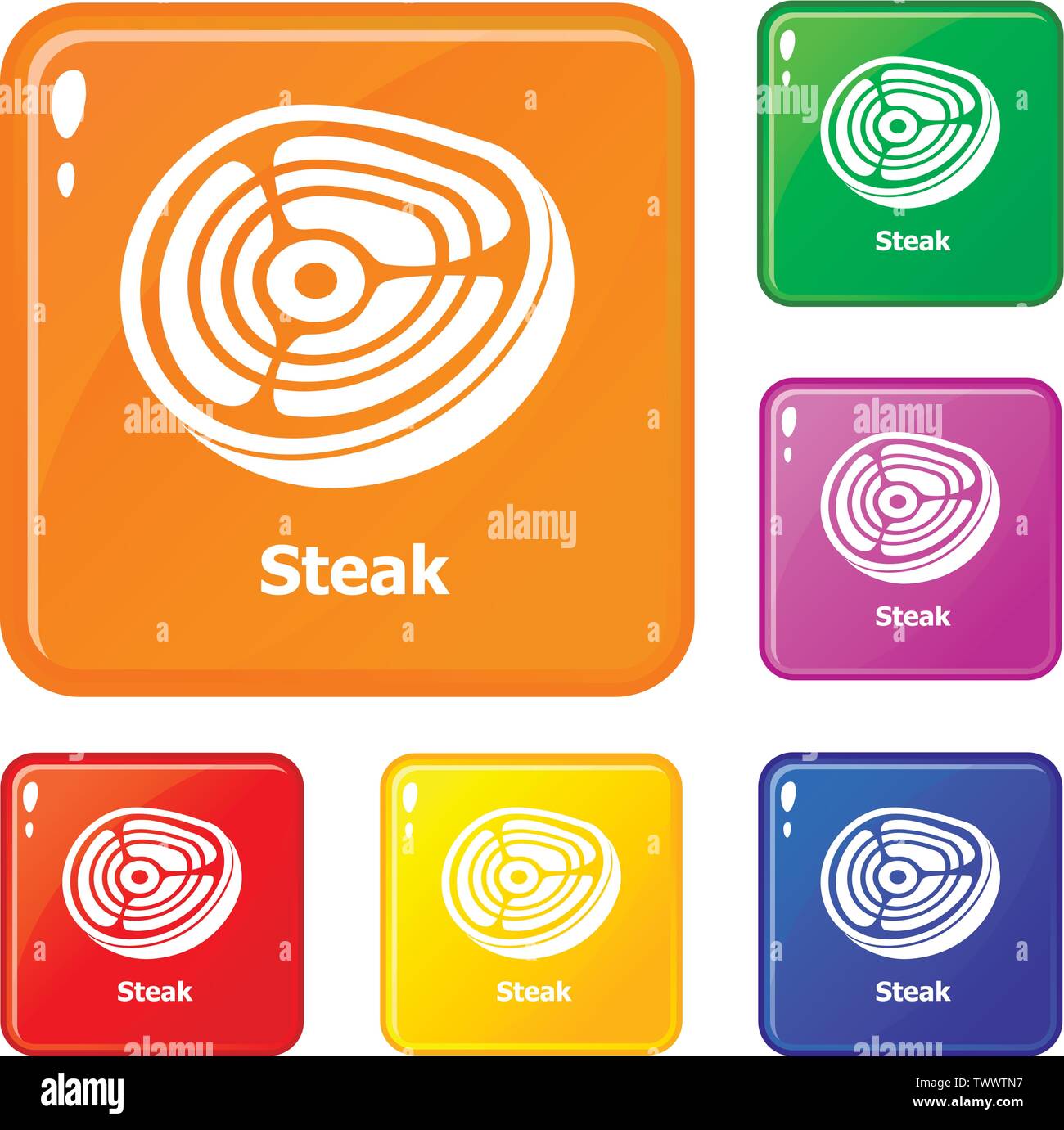 Steak icons set vector color Stock Vector Image & Art - Alamy