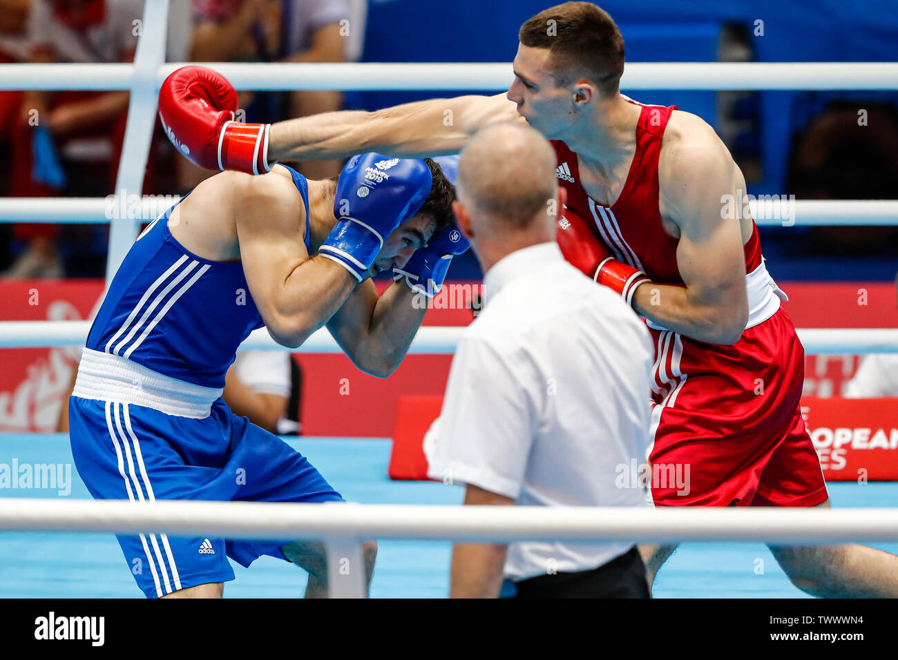 22 june 2019 Minsk Belarus European games 2019 Boxing Men Light Heavy ...
