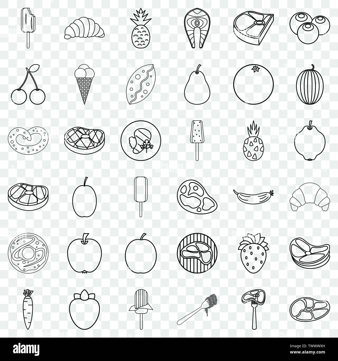 Plate icons set, outline style Stock Vector Image & Art - Alamy